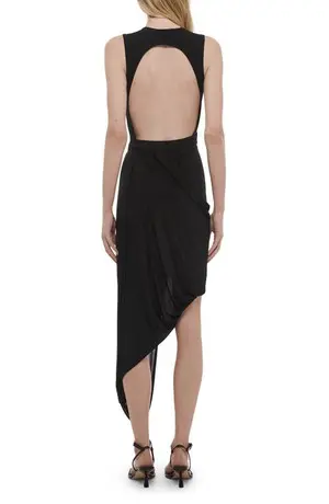 Helmut Lang Twist Drape Asymmetric Hem Dress