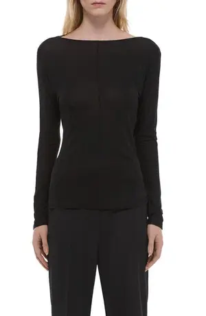 Helmut Lang Long Sleeve Cowl Back Top