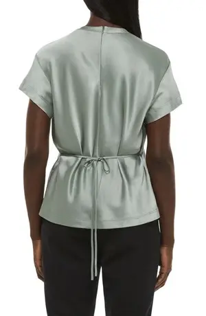 Helmut Lang Silk Satin Fitted Top - Green Tea