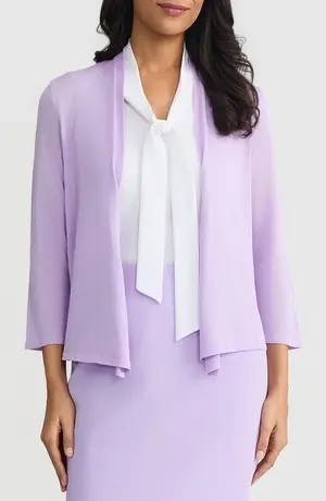 KASPER Open Front Cardigan - Lavender Mist