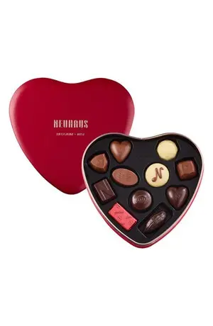 NEUHAUS 11-piece Chocolate Praline Metal Heart Box - Red