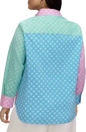 Foxcroft Meghan Geo Shirt - Pink/multi