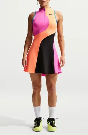 Nike Court Slam Dri-fit Tennis Dress - Fuchsia/orange/black