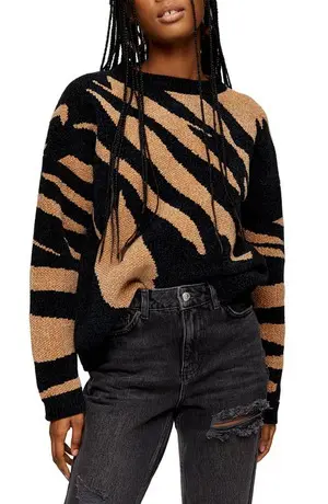 Topshop Abstract Stripe Chenille Sweater