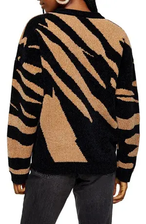 Topshop Abstract Stripe Chenille Sweater