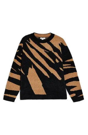 Topshop Abstract Stripe Chenille Sweater