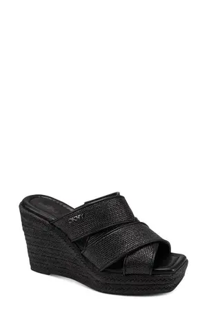 Dkny Platform Wedge Sandal - Black