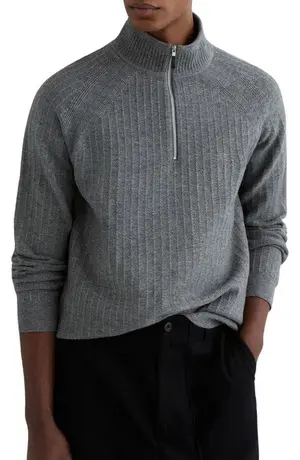 REISS Aldershot Rib Half Zip Sweater