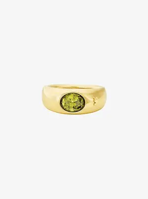 Michael Kors Precious Metal-plated Cubic Zirconia Signet Ring - Gold