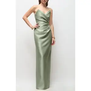 Strapless Satin Column Evening Dress