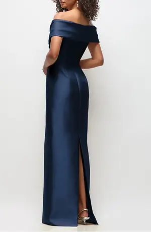 Alfred Sung Constance Off-the-shoulder Column Gown - Midnight