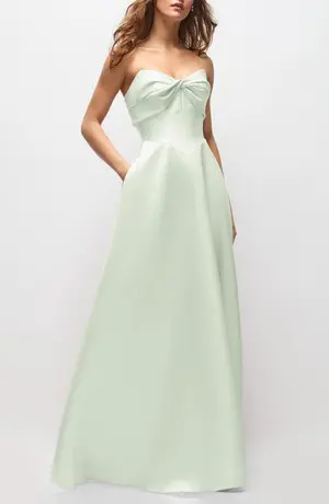 Alfred Sung Antoinette Strapless Mikado Gown - Mint Green