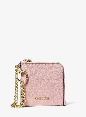 Michael Kors Jet Set Travel Signature Logo Chain Wallet - Pink
