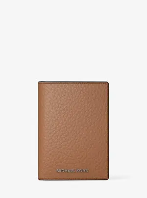 Michael Kors Hudson Pebbled Leather Folio Card Case - Brown