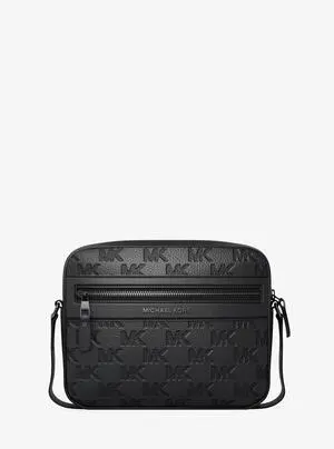 Michael Kors Jet Set Embossed Leather Crossbody Bag - Black