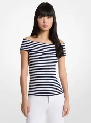 Michael Kors Striped Off-the-shoulder Top