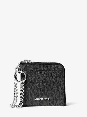 Michael Kors Jet Set Travel Medium Signature Logo Chain Wallet - Black