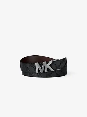 Michael Kors Reversible Leather Belt With Logo Buckle - Brown