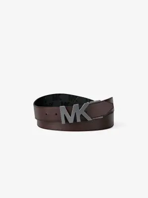 Michael Kors Reversible Leather Belt With Logo Buckle