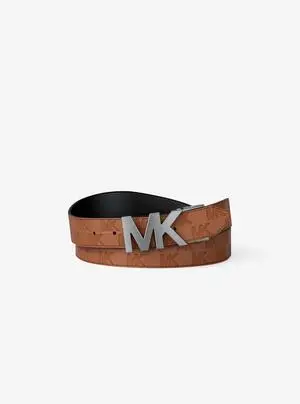 Michael Kors Reversible Logo Embossed Leather Belt - Brown