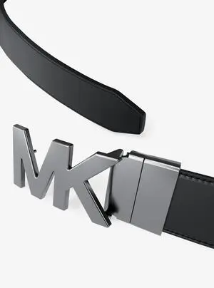 Michael Kors Reversible Logo Embossed Leather Belt - Brown