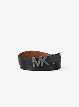 Michael Kors Reversible Logo Embossed Leather Belt - Brown