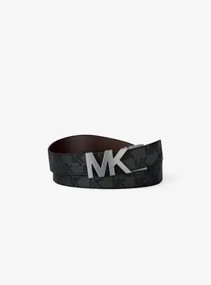 Michael Kors Reversible Logo Embossed Leather Belt - Brown
