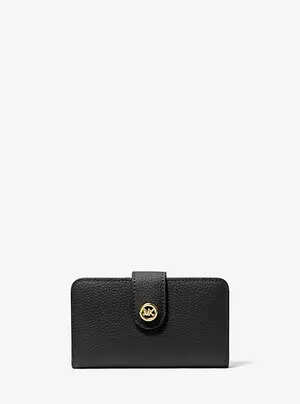 Michael Kors Mk Pop Charm Medium Pebbled Leather Wallet - Black