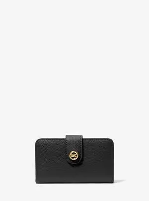 Michael Kors Mk Pop Charm Medium Pebbled Leather Wallet In - One Size By Black