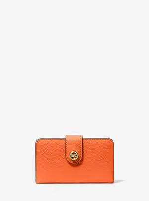 Michael Kors Mk Pop Charm Medium Pebbled Leather Wallet In - One Size By Orange
