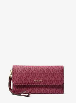 Michael Kors Jet Set Medium Signature Logo Convertible Wristlet - Red
