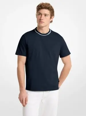 Michael Kors Logo Trim Cotton Jersey T-shirt In Size By - Blue