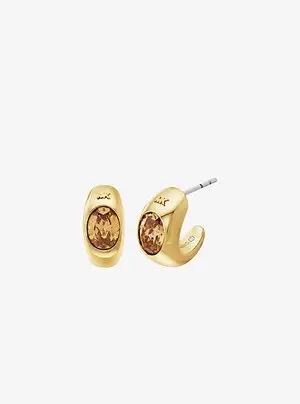 Michael Kors Precious Metal-plated Cubic Zirconia Huggie Hoop Earrings - Gold