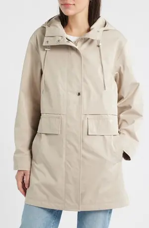 Sam Edelman Water Repellent Hooded Longline Jacket