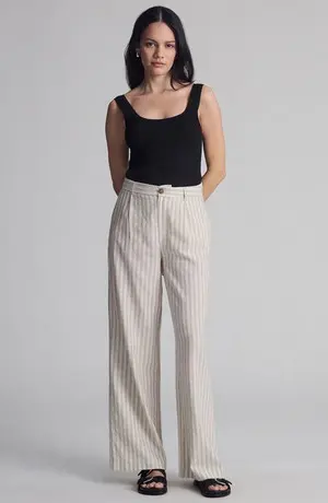 MAVI Pleated Stripe Wide Leg Pants