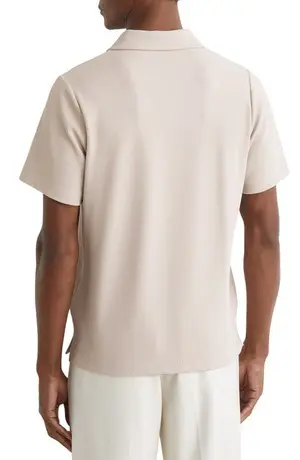 REISS Kennedy Textured Polo - Stone