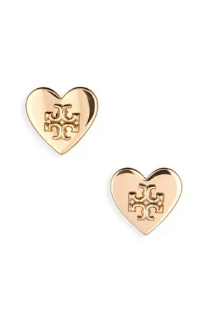 Tory Burch Stud Heart Earrings - Tory Gold