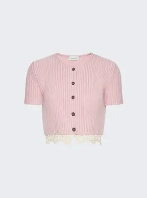Magda Butrym Crochet-trimmed Cashmere Cardigan - Pink
