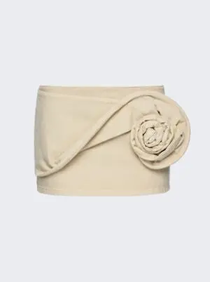 Magda Butrym Denim Mini Skirt With Floral Applique - Beige