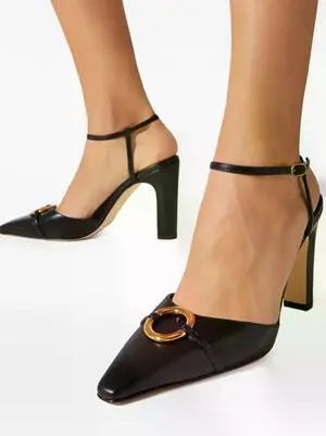 Manolo Blahnik Pointed-toe Buckled Leather Pumps
