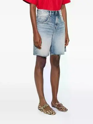ICON DENIM LOS ANGELES Frayed Denim Shorts - Neutrals