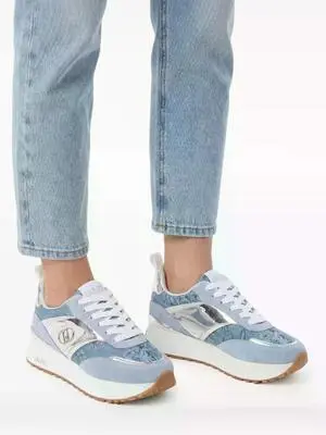 Liu Jo Printed Denim Platform Sneakers - Blue