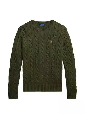 Polo Ralph Lauren Cable-knit Embroidered-logo Sweater - Green