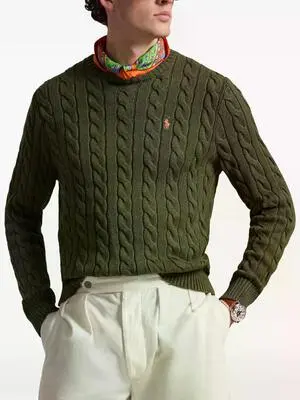 Polo Ralph Lauren Cable-knit Embroidered-logo Sweater - Green
