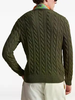 Polo Ralph Lauren Cable-knit Embroidered-logo Sweater - Green