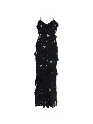 LoveShackFancy Rialto Ruffled Star-embellished Maxi Dress