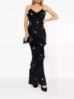 LoveShackFancy Rialto Ruffled Star-embellished Maxi Dress