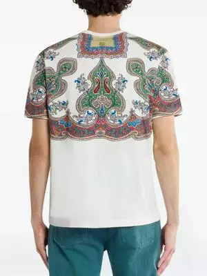 Etro Cotton T-shirt With Placed Pocket-square Paisley Print