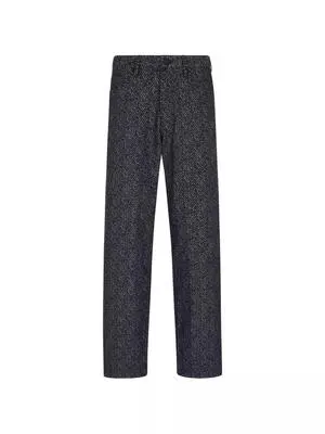 Giorgio Armani Chevron-jacquard Straight-leg Jeans - Blue
