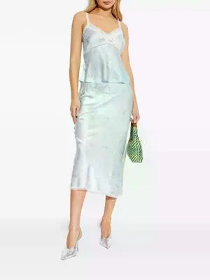 LoveShackFancy Kalo Floral-print Lace Maxi Skirt - Blue